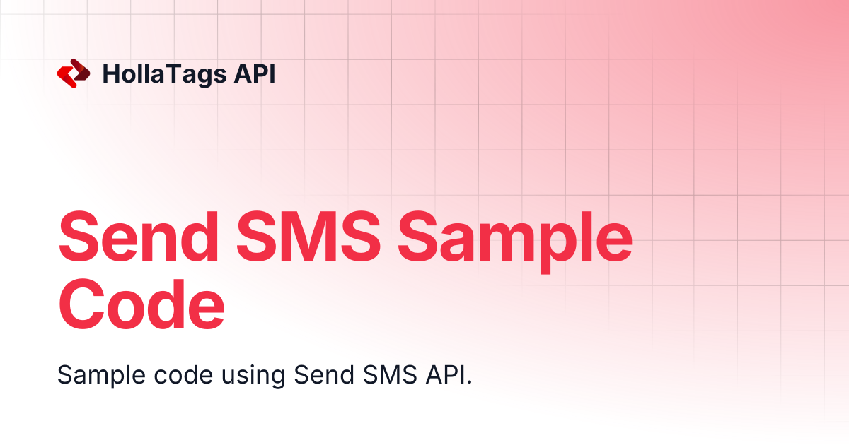 Send SMS Sample Code | HollaTags API